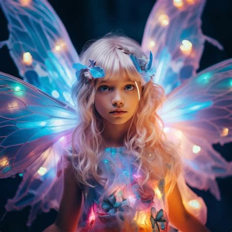 Premium Ai Image Six Years Old Girl Dressed Fairy With Crazy Ai