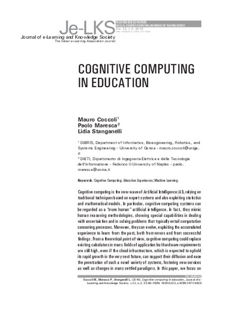 Pdf Cognitive Computing In Education