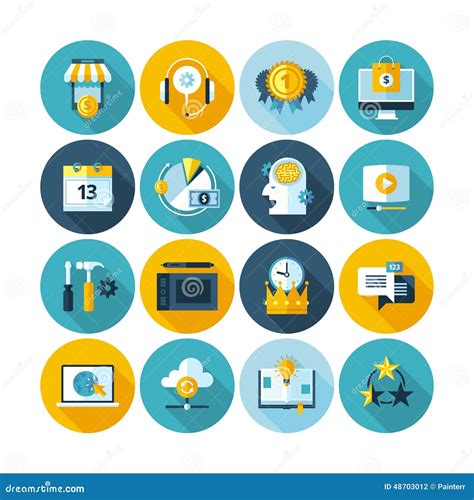 Flat Business Icons Stock Vector Illustration Of Objects 48703012