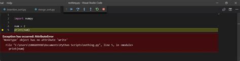 Vs Code Exception Error On Python Language Stack Overflow