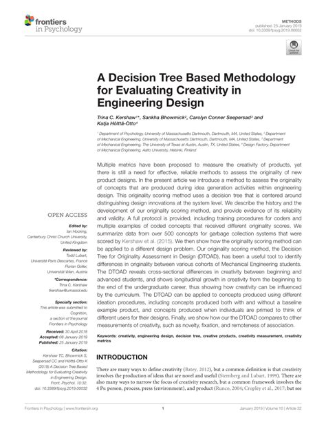 Pdf A Decision Tree Based Methodology For Evaluating Creativity In