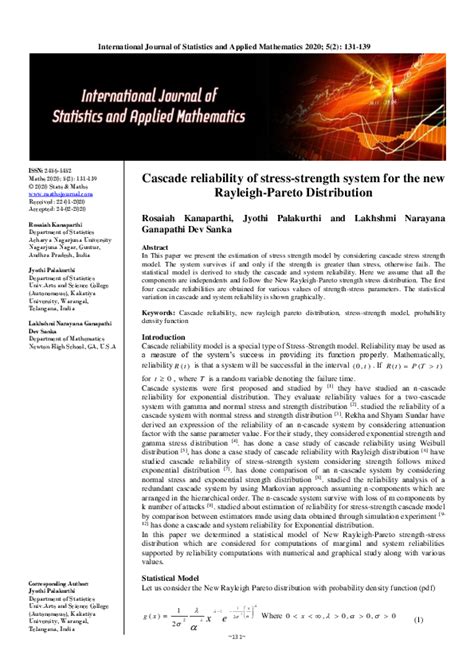 Pdf International Journal Of Statistics And Applied Mathematics 2020 52 131 139 Cascade