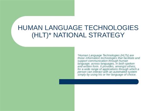 Ppt Human Language Technologies Hlt National Strategy Dokumen Tips