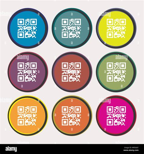 Qr Code Icon Sign Nine Multi Colored Round Buttons Vector Stock Vector Image And Art Alamy