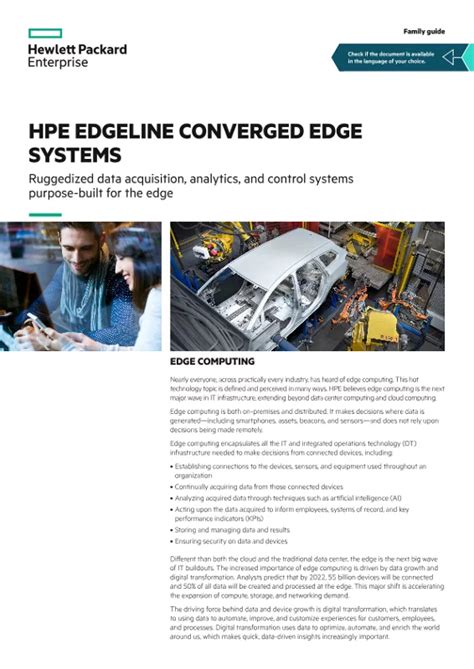Hpe Edgeline El8000 Converged Edge System Data Sheet