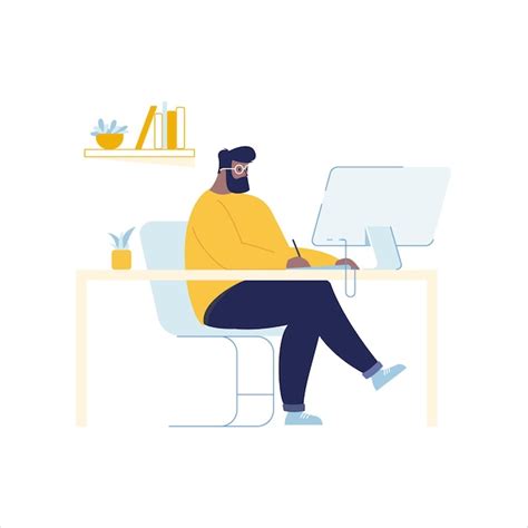 Premium Vector Freelancer Man Working At Home Freelance Remote Work Freelance Concept Vector