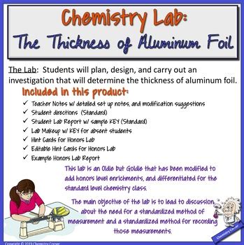 Chemistry Lab The Thickness Of Aluminum Foil By Chemistry Corner