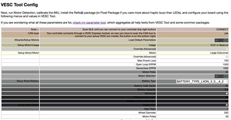 Vesc Tool Parameters Overview Projects Pev Dev