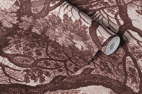 Brown Tree Etching Landscape Wallpaper