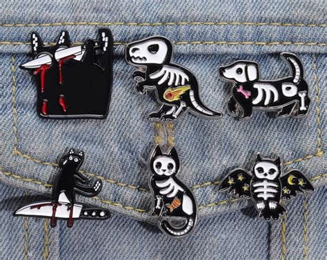 Skeleton Dino Flame Enamel Pin Distinct Pins