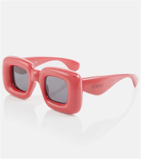 Inflated Square Sunglasses In Red Loewe Mytheresa