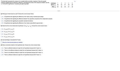 Solved The Data Table Represents The Measure Of A Variable Chegg Com