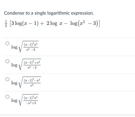solved condense to a single logarithmic
