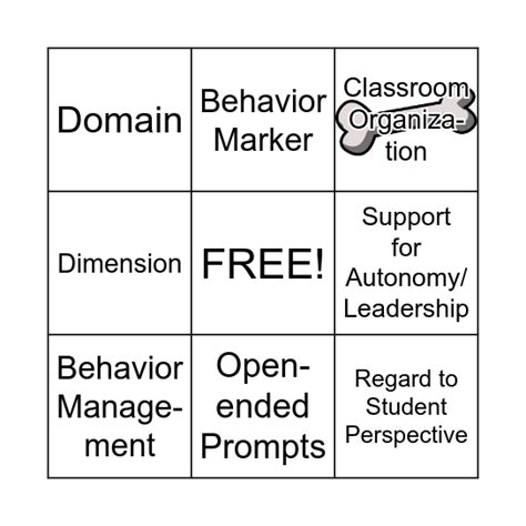 Class Assessment Scoring System Class Bingo Card