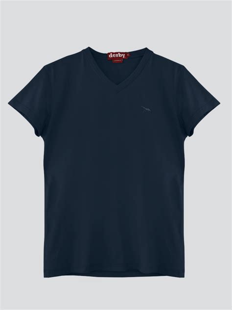 V Neck Cotton Jersey T Shirt With Embroidered Logo Derby