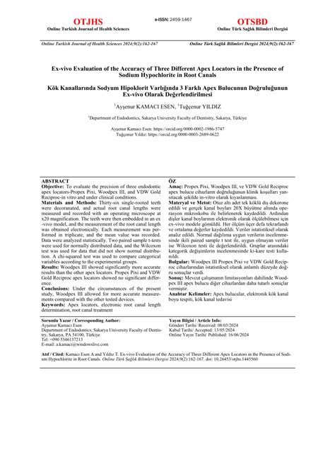 Pdf Ex Vivo Evaluation Of The Accuracy Of Three Different Apex Locators In The Presence Of