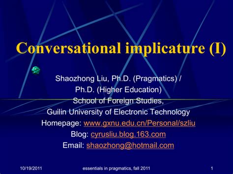 Conversational Implicature Pragmatics Presentation