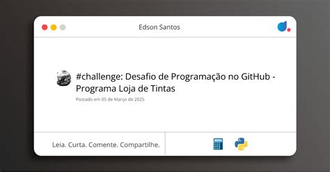 Challenge Desafio De Programação No Github Programa Loja De Tintas