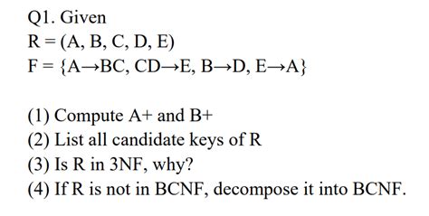 Solved Q1 Given Rabcde F A Bccd Eb Andg