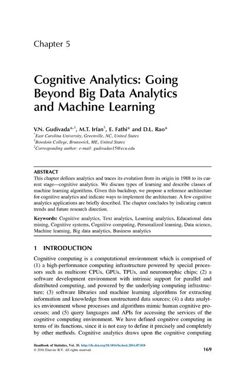 Cognitive Analytics Going Beyond Big Data Analytics And Machine Learning Chapter 5 Cognitive