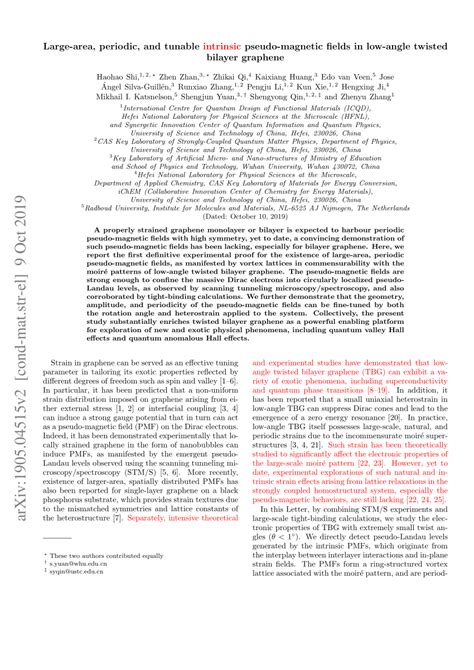 Pdf Large Area Periodic And Tunable Pseudo Magnetic Fields In Low