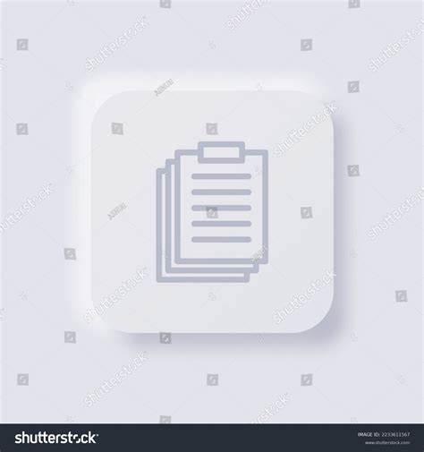 Clipboard Icon White Neumorphism Soft Ui Stock Vector Royalty Free