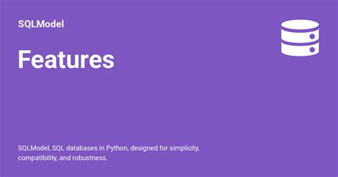 特性 sqlmodel sqlmodel 中文