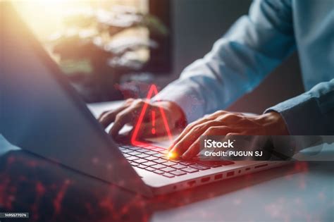System Hacked Warning Alert On Notebook Cyber Attack On Computer Network Virus Spyware Malware