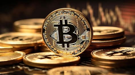 Premium Ai Image Multiple Bitcoin Coin On Stock Market Charts Diagram