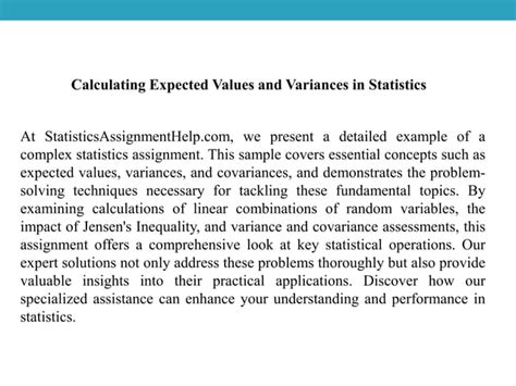 Calculating Expected Values And Variances In Statistics PPT
