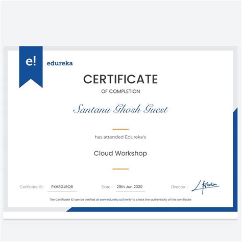 earned a certificate from edureka santanu ghosh