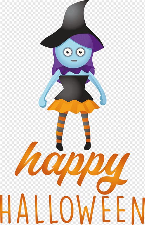 Happy Halloween Cartoon Logo Character Line Purple Meter