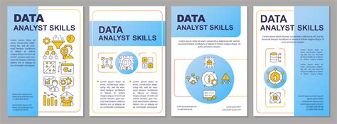 Data Analyst Skills Blue Brochure Template Computer Science Leaflet Design With Linear Icons
