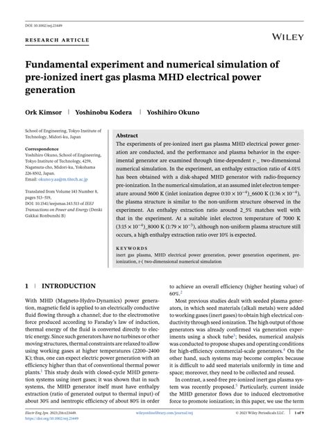 Fundamental Experiment And Numerical Simulation Of Pre‐ionized Inert