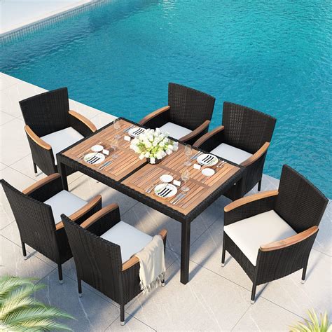 7 Piece Patio Furniture Sets Outdoor Garden Pe Rattan