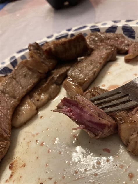 Rib Eye Cut In Strips Before Cast Iron Rsteak
