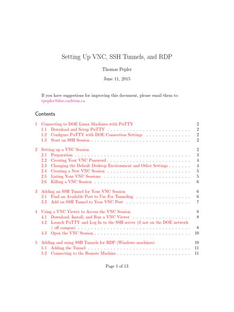 Usingsshtunnelsvncrdp Pdf Secure Shell Windows Registry