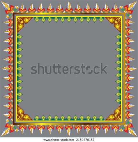 Thai Leaf Pattern Frame On Gray Stock Vector Royalty Free 2150470157 Shutterstock