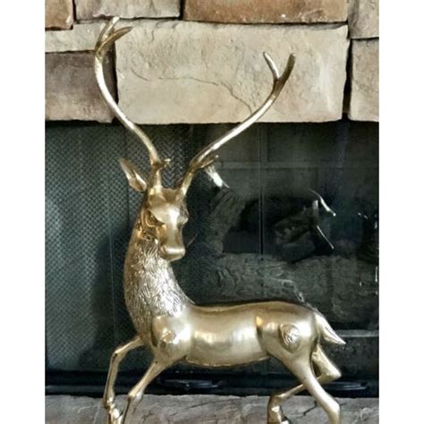 Large Deer Solid Brass Christmas Reindeer Holiday Decoration Vintage