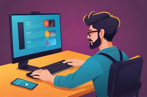 Premium Photo Dualscreen Creative Design Workspace Vector Illustration