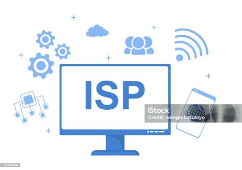 Isp Or Internet Service Provider Cartoon Illustration With Keywords And