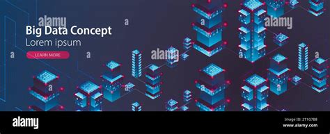 Isometric Big Data Concept Database Abstract Technology Background Vector Illustration Stock