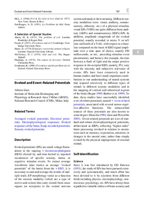 Pdf Evoked And Event Related Potentials