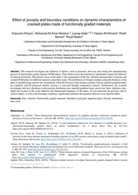 Pdf Effect Of Porosity And Boundary Conditions On Dynamic Characteristics Of Cracked Plates