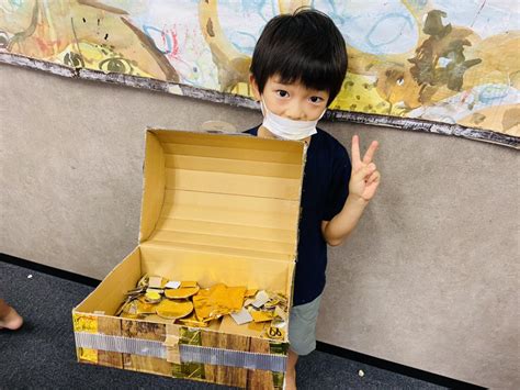 【ドラクエ風手作り宝箱】を体験！子供でも簡単なダンボール工作！ 大阪の子供向け絵画教室「モネスク」