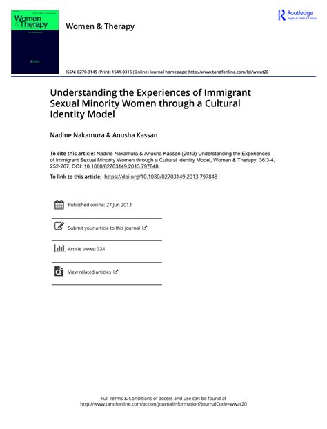 Pdf Understanding The Experiences Of Immigrant Sexual Minority Women Through A Cultural