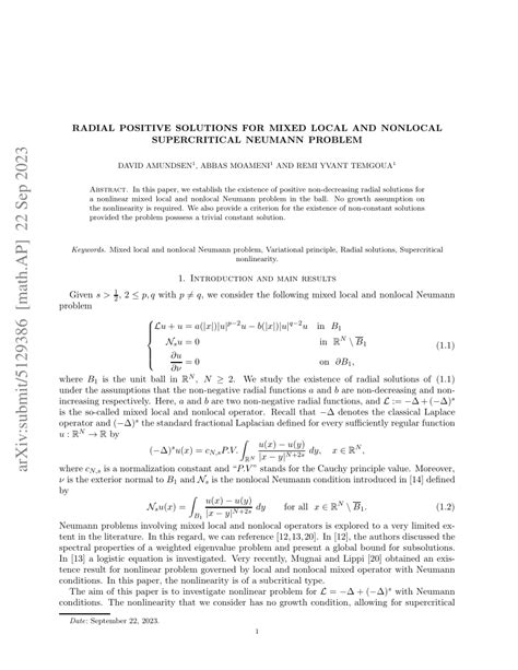 Pdf Radial Positive Solutions For Mixed Local And Nonlocal Supercritical Neumann Problem