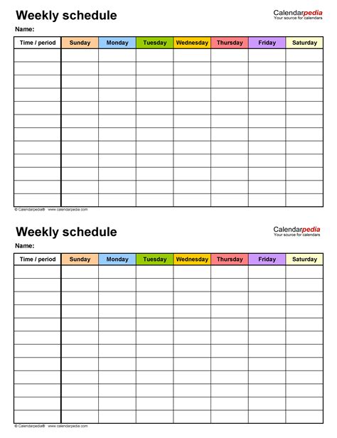 Work Schedule Templates Excel
