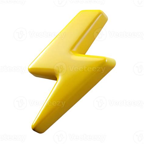 Yellow 3d Lightning Bolt Illustration 54046954 Png