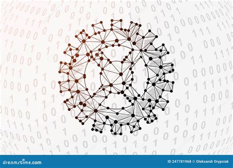 Gear 3d Low Poly Symbol With Binary Code Background Technology Design